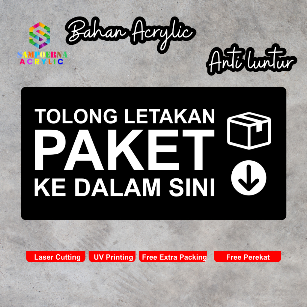 Jual Sign Akrilik Tolong letakkan paket ke dalam sini | akrilik ...