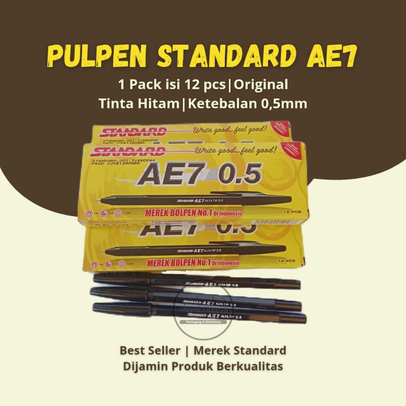 Jual (6Pcs) Ballpoint Pulpen Standard AE7 0,5 Original | Shopee Indonesia