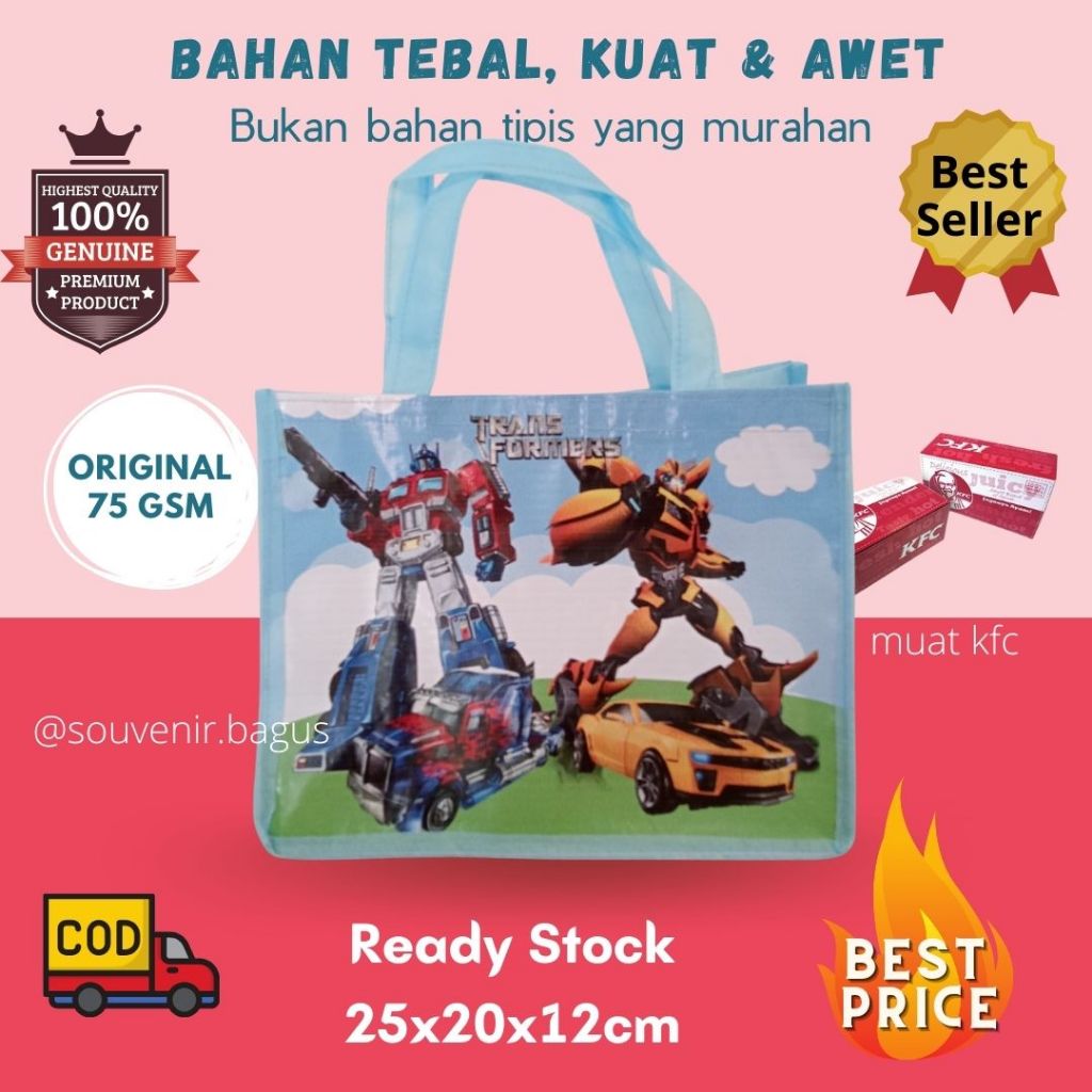 Jual Tas ulang tahun transformer souvenir ultah anak transformer Bumble ...