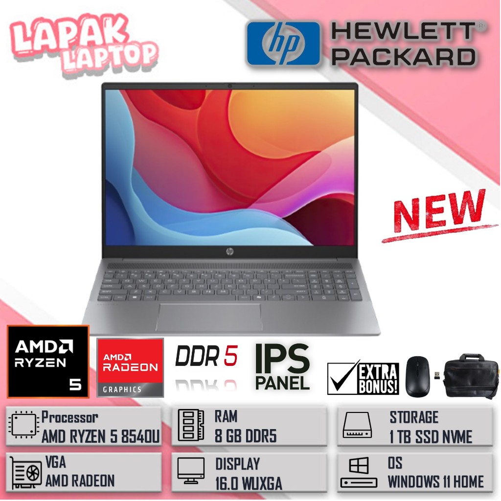 Jual Laptop Gaming Hp Pavilion 16 AMD Ryzen 5 8540U Ram 8GB SSD 1TB 16. ...