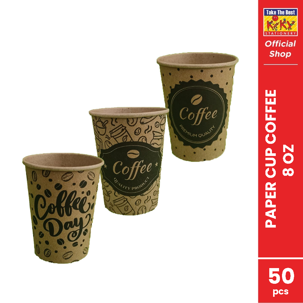 Jual OKEY Paper Cup Kraft 8 Oz - 1 Pack isi 50 Pcs Gelas Kertas Kopi Tahan Panas | Shopee Indonesia