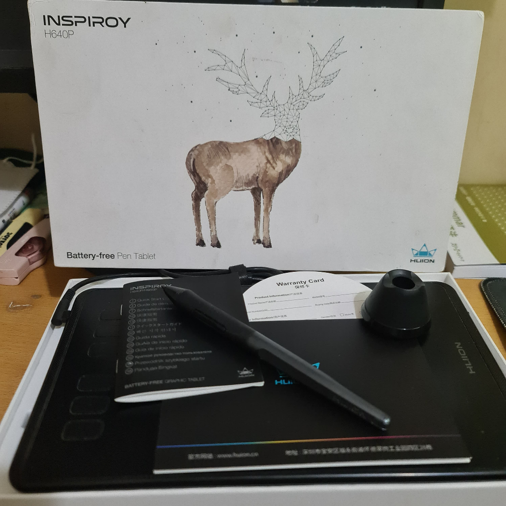 Jual Pentab pen tablet HUION H640P DRAWING TABLET + adapter | Shopee ...