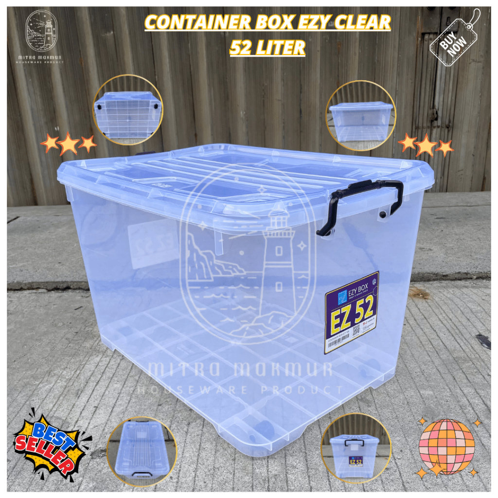 Jual Box Container EZY CB 52 Liter Roda Caravan Transparan Bening Kotak ...