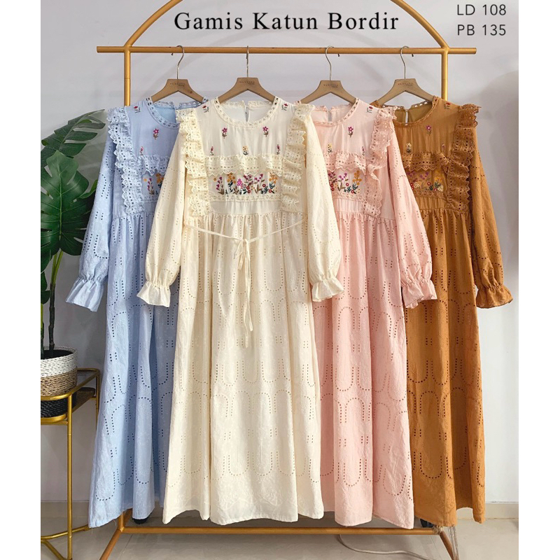 Jual Haisista - Dress Panjang Katun Bordir VNS full furing mix Renda ...