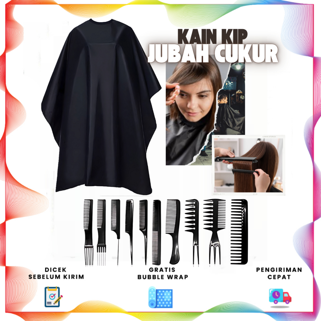 Jual Kain Kip kep Cukur Rambut Salon Jubah Apron Pangkas Rambut Cape ...