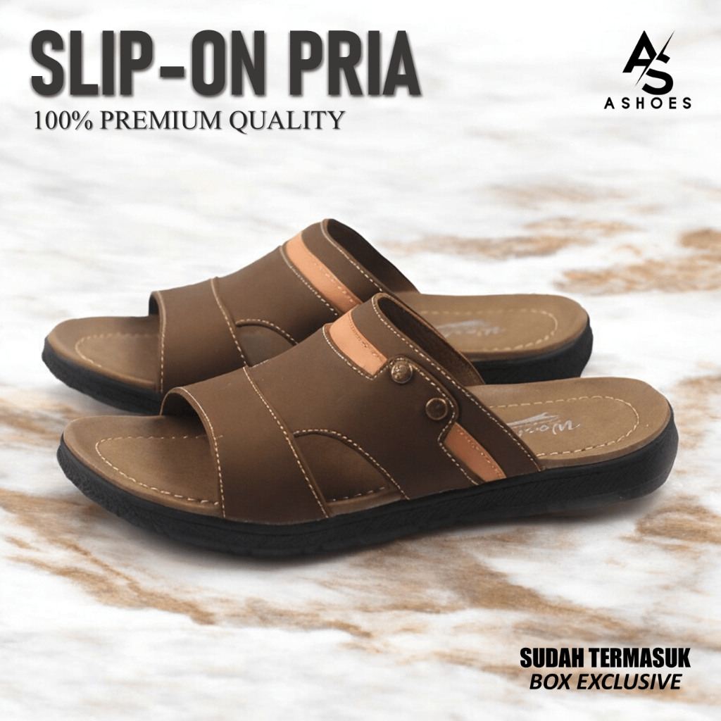 Jual Sandal Selop Pria Kulit Premium Slip On Trendy Sendal Casual Slop ...