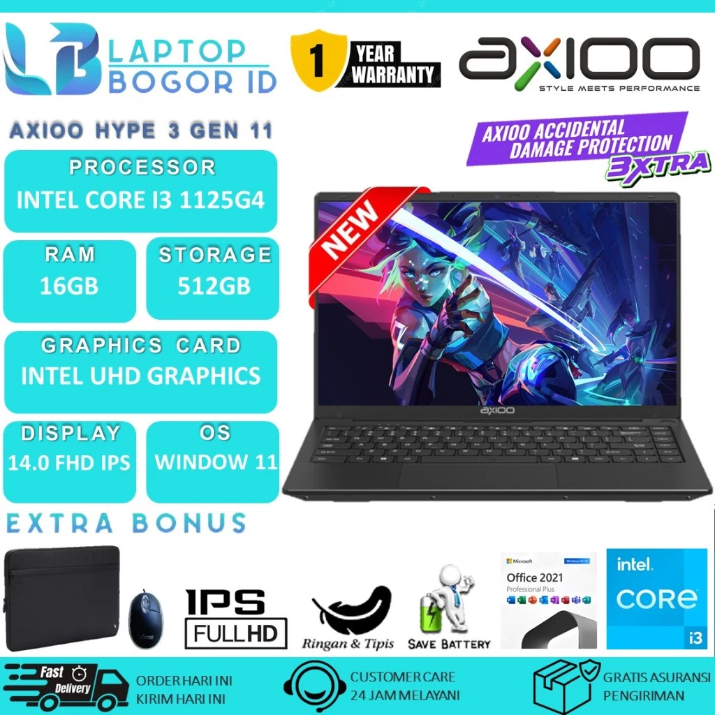 Jual Laptop Murah Axioo MyBook Hype 3 (G11) Intel Core I3 1125G4 16GB 512GB SSD Nvme Windows 11 ...