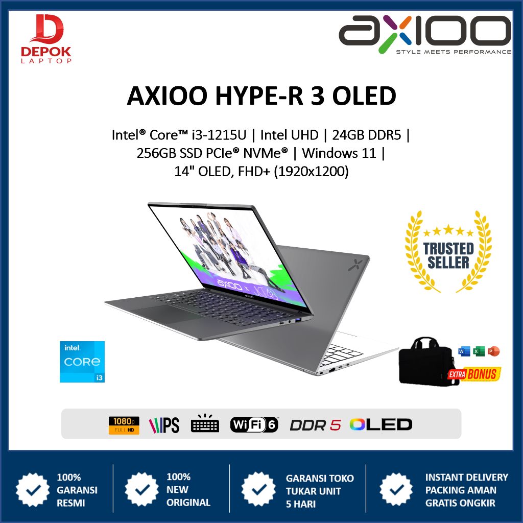 Jual LAPTOP RINGAN Axioo HYPE R3 OLED i3 Gen 12 24GB 256GB SSD Windows ...
