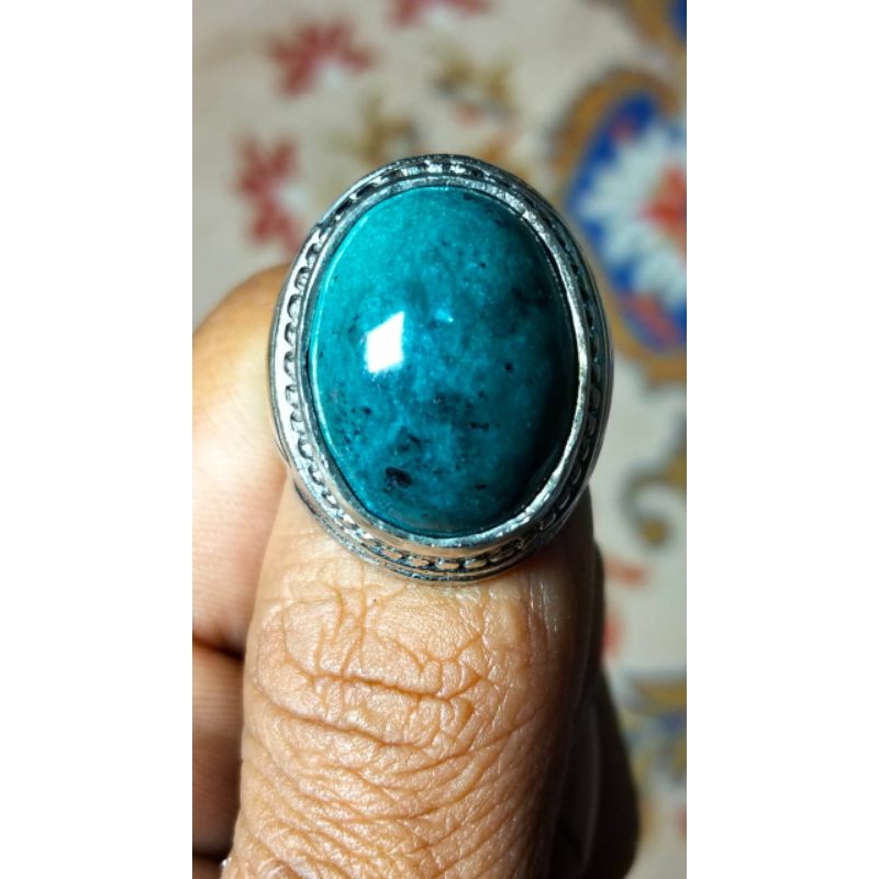 Jual Cincin natural batu badar besi hijau nempel magnet | Shopee Indonesia