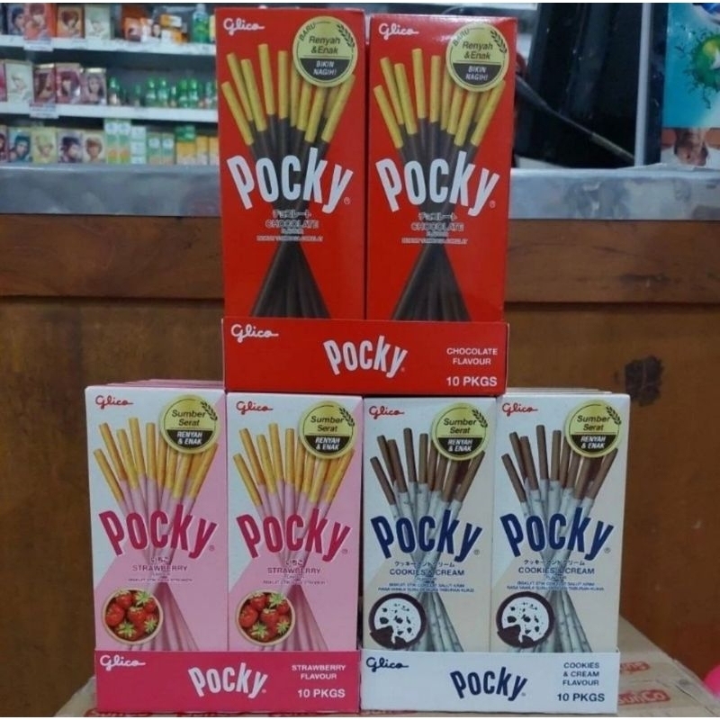 Jual POCKY by Glico Biskuit Stik Rasa Cokelat/Stroberi/Cookies Cream 22 ...