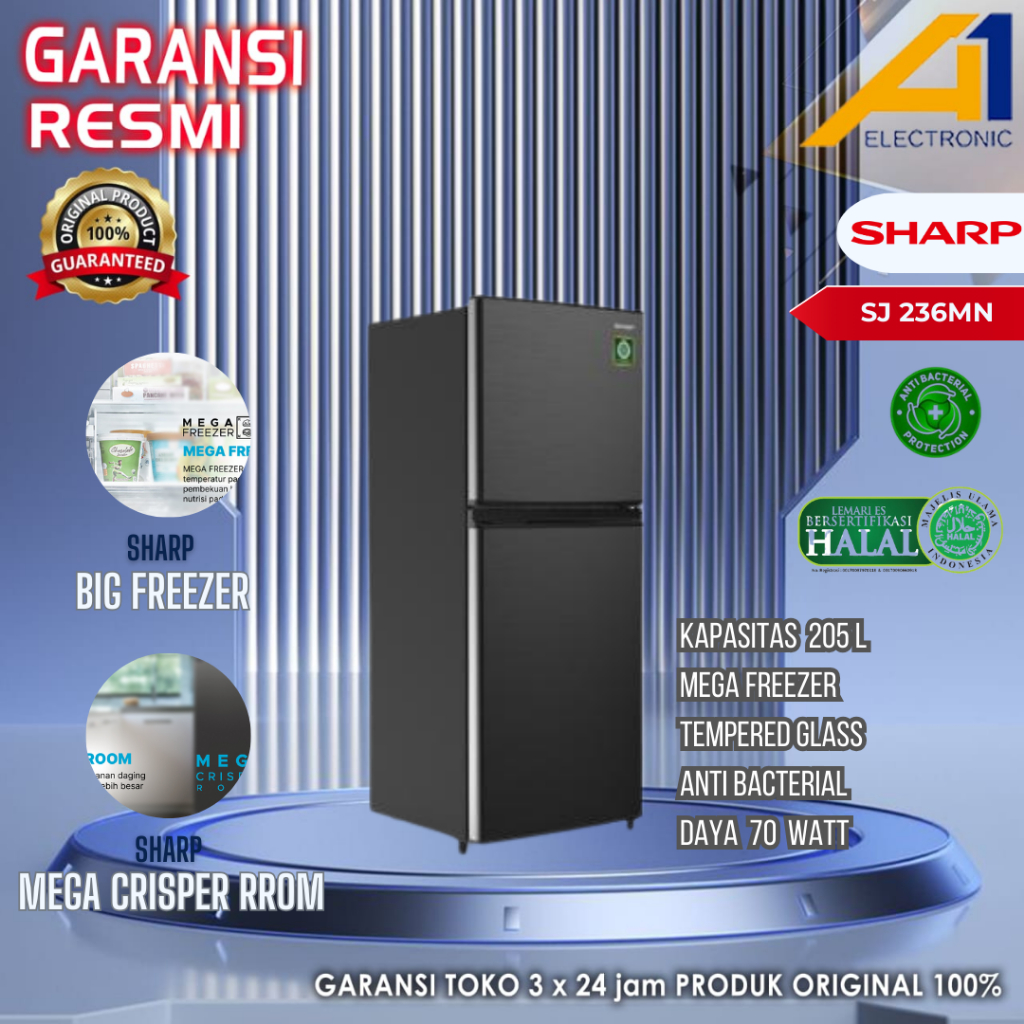 Jual SHARP Kulkas SJ236MNHS / SJ-236 MN HS Kapasitas 205 Liter Auto ...