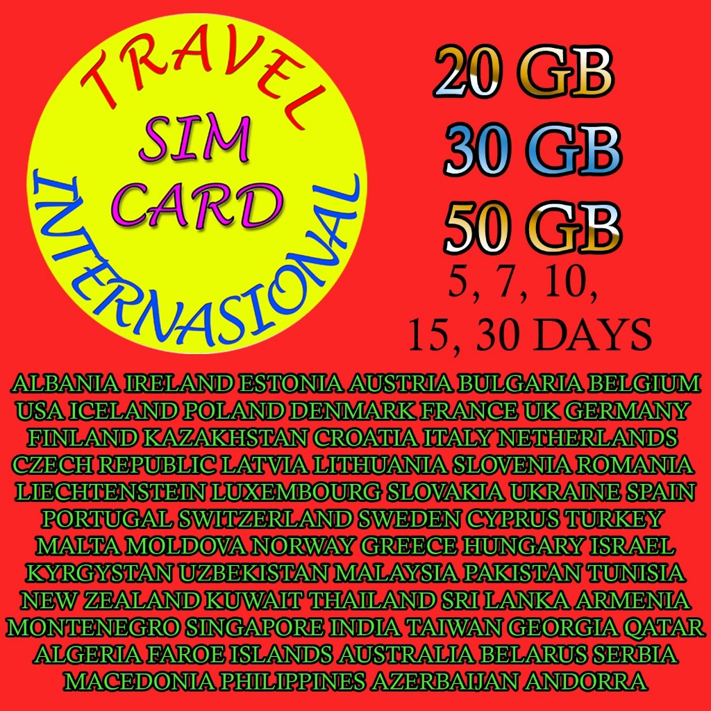 Jual H 20, 30, 50 GB 5, 7, 10, 15, 30 DAYS SIMCARD SIM CARD ITALY ...