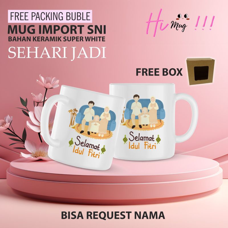 Jual GELAS MUG LEBARAN IDUL FITRI - Biru | Shopee Indonesia