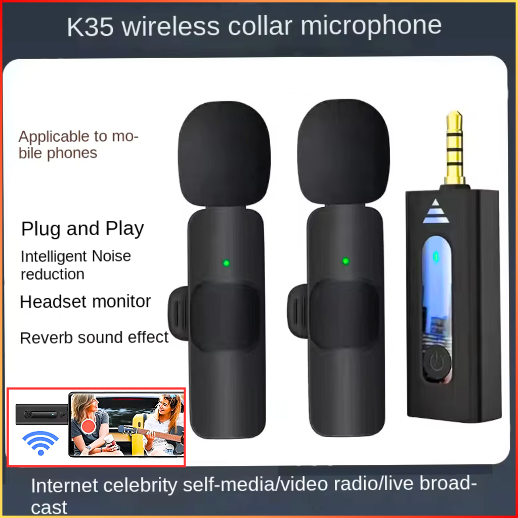 Jual NO LIMIT TaffSTUDIO Mic Mikrofon Clip On Wireless Imam Jarak Jauh Jernih Vlogging 3.5mm K35 ...