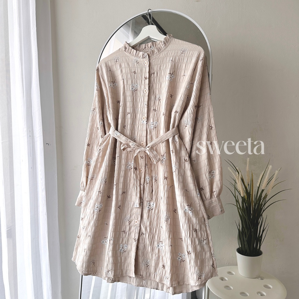 Jual SWEETA | Tunik Kancing Ikat Ruffle DlOR Summer | Crinkle | LD 110 ...