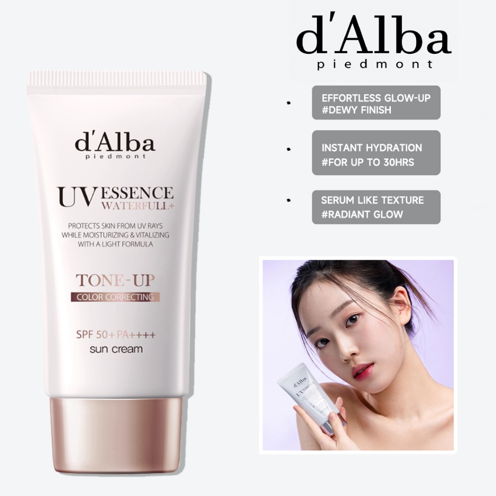 Jual d’Alba Waterfull Essence Sun Cream Tone Up Sunscreen SPF 50 PA++++ 50ml | Shopee Indonesia
