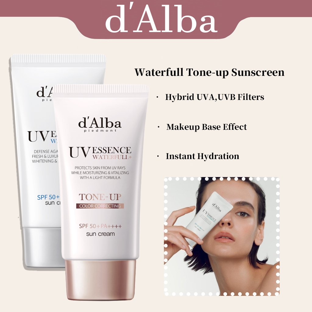 Jual d'Alba Waterfull Essence Sun Cream SPF50+ PA++++ 50ml | Shopee ...