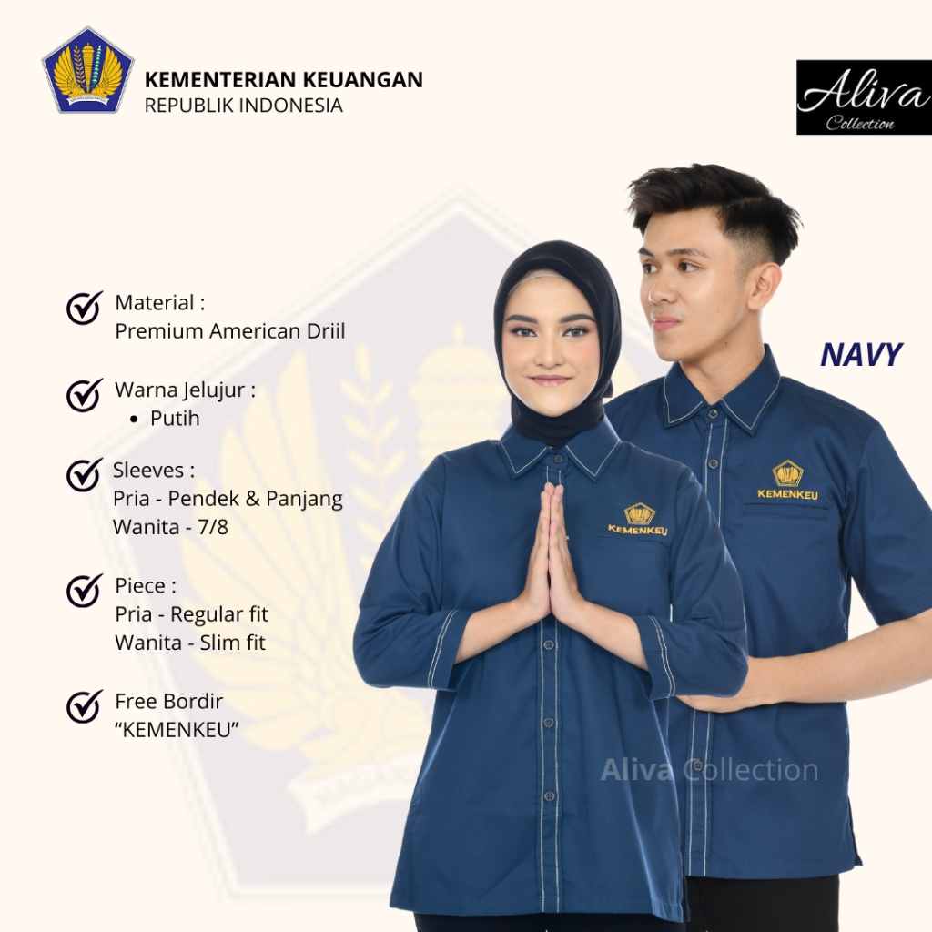 Jual Seragam Kemenkeu Pria Dan Wanita Navy | Baju Karyawan |Kementerian ...