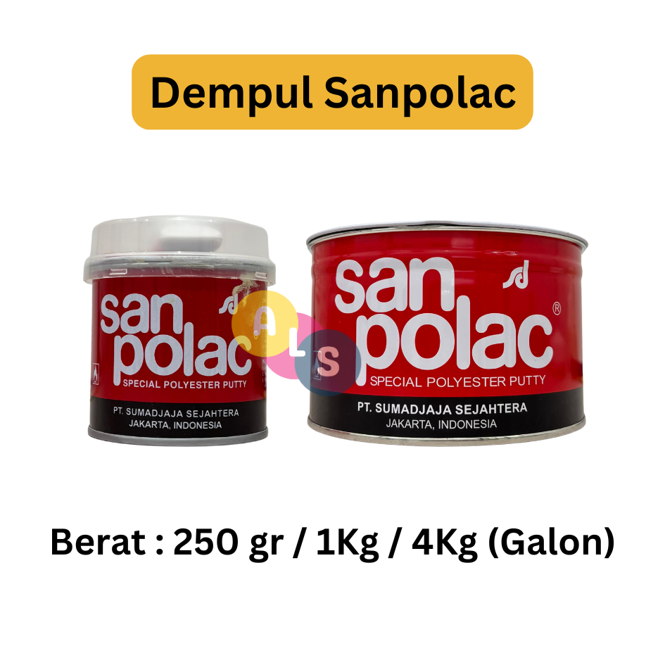 Jual Dempul Sanpolac + Hardener 250gr/1Kg/4Kg/Dempul Besi/Mobil/Plastik ...