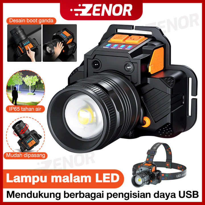 Jual Zenor Lampu Kepala LED Multifungsi, Super Terang, Tahan Air, dengan Sensor Tangan dan Zoom ...
