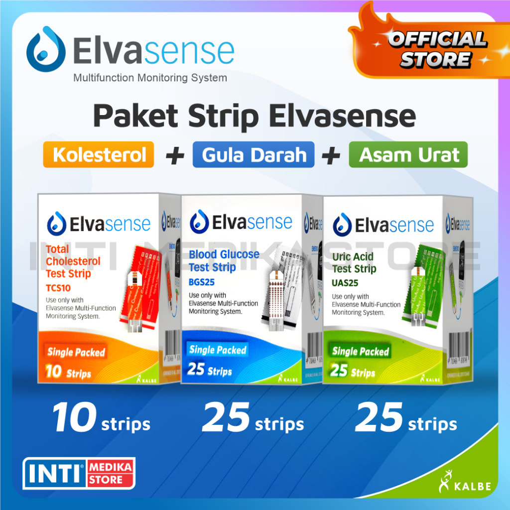 Jual ELVASENSE by KALBE - Paket Strip Kolesterol + Asam Urat + Gula ...