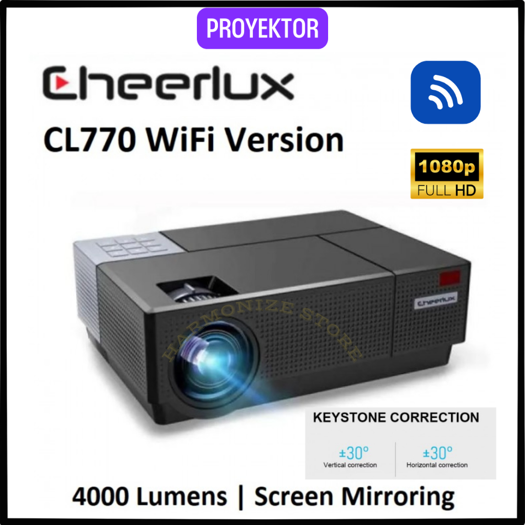 Jual CHEERLUX CL770 LED PROYEKTOR WIFI SCREEN MIRRORING FULL HD ...