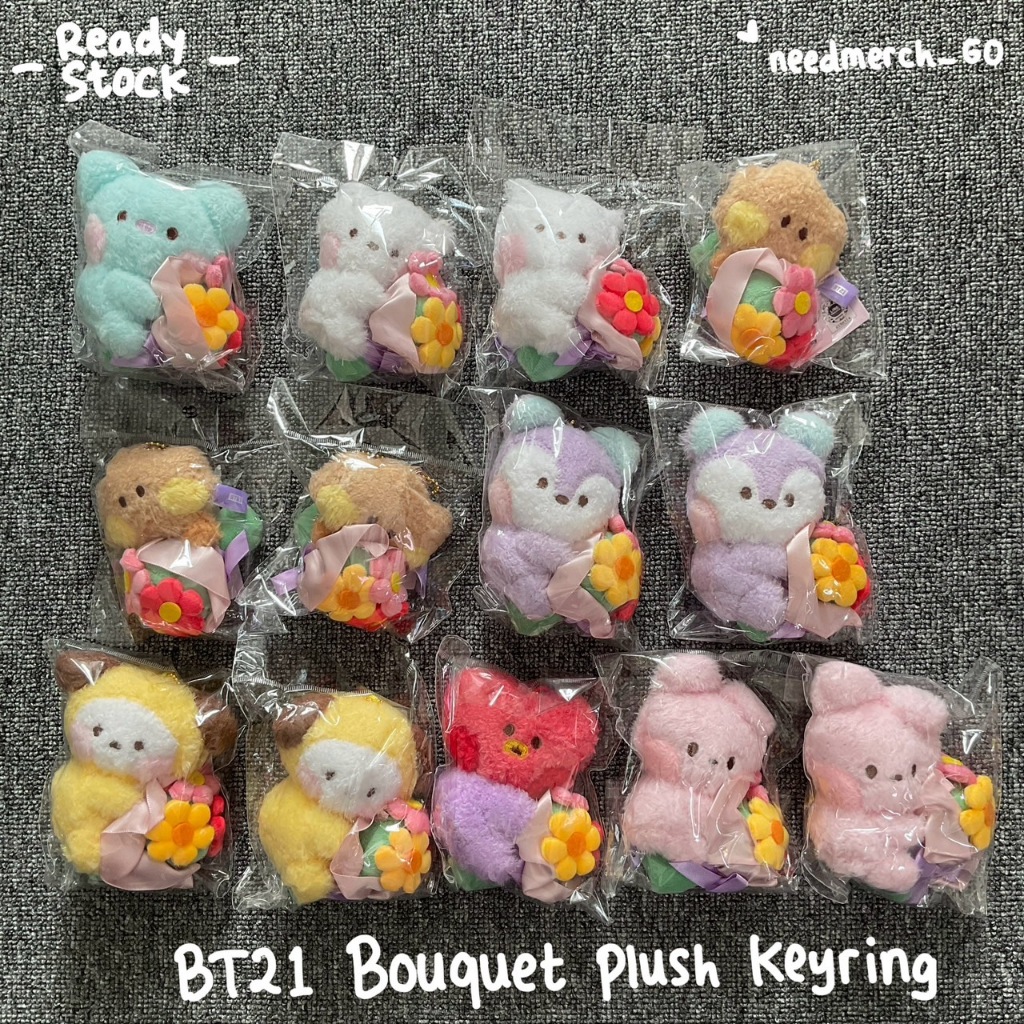 Jual ready stock BT21 minini bouquet bunga plush keyring doll | Shopee Indonesia