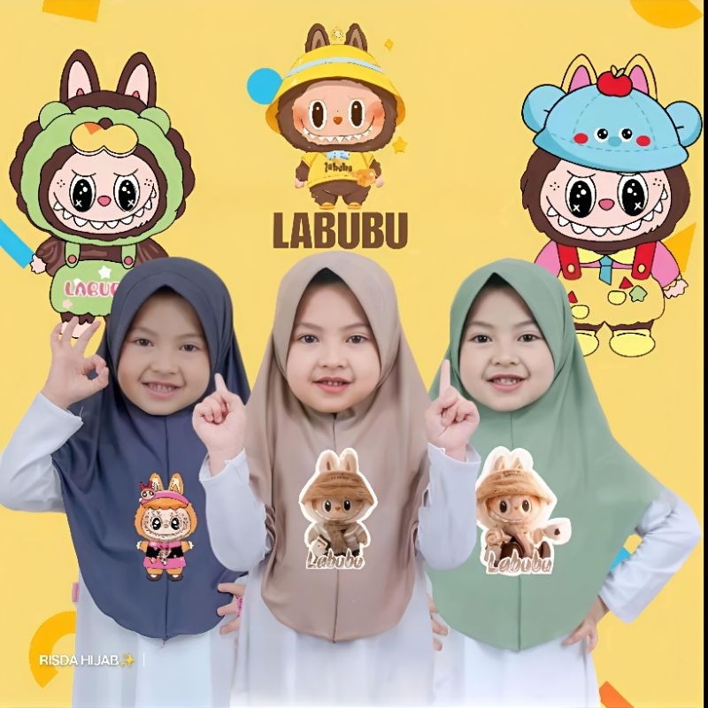 Jual hijab anak labubu virall bahan jersi premium / hijab anak sekolah ...