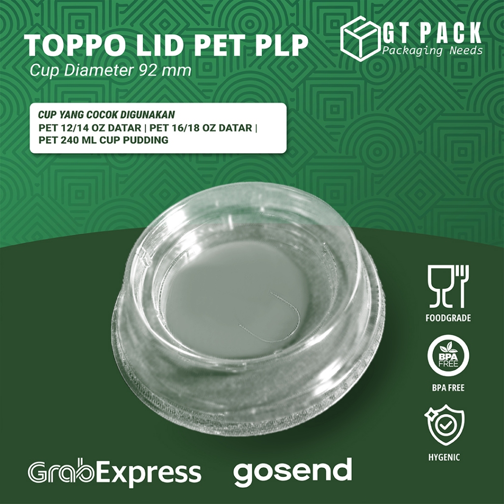 Jual Toppo Lid PET Cup Diameter 92 mm | 12 - 22 Oz (PLP) | Shopee Indonesia