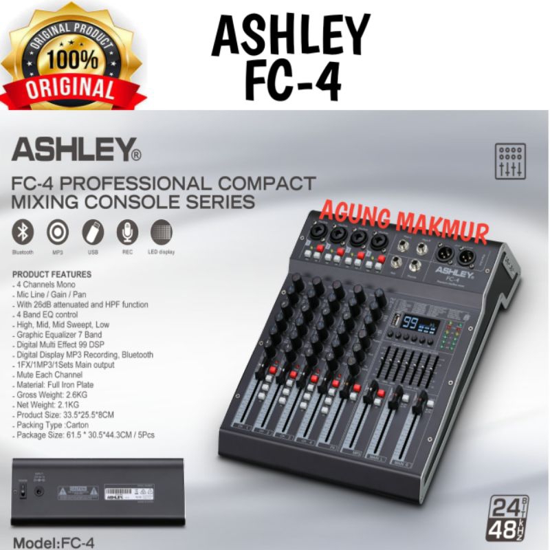Jual Mixer Ashley FC-4 Original 4 channel - Mixer Audio Ashley FC 4 - mixer Ashley FC4 | Shopee ...