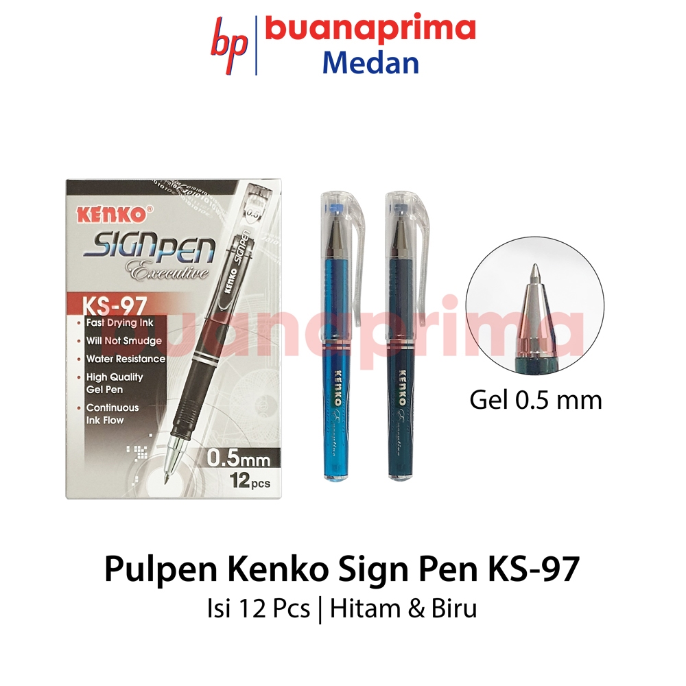 Jual Pulpen SIGN PEN KENKO KS-97 1 Box isi 12 pcs Tip 0.5 mm Hitam Biru ...