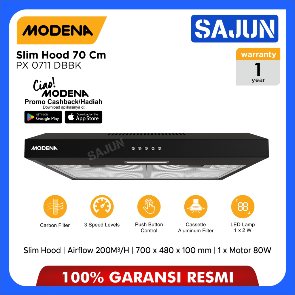 Jual Modena Cooker Hood Slim 70 cm PX 0711 DBBK | Shopee Indonesia