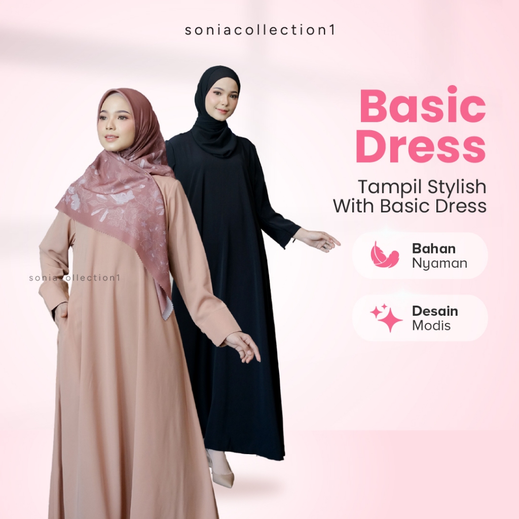 Jual Basic Dress Praktis Mudah Dirawat Berbagai Varian Warna Fleksible ...