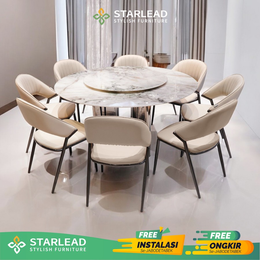 Jual STARLEAD Meja Makan Super Crystal Auralite Golden Wave - 150x75cm ...