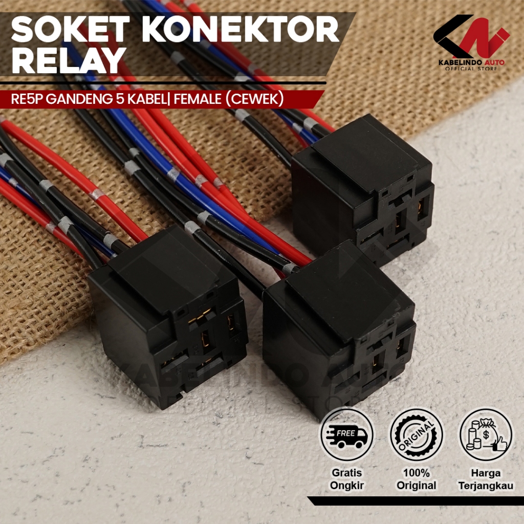 Jual Soket Relay RE5P Gandeng / Socket Cable Relay / Rumah Relay Bangku kaki 5 pin Untuk Klakson ...