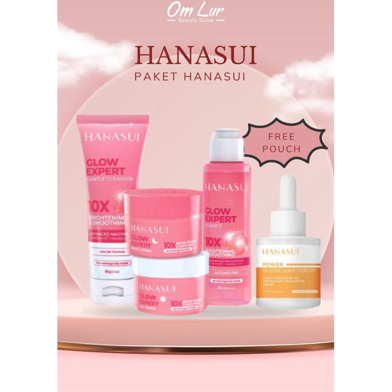 Jual -OLB- PAKET HANASUI Glow Expert Series (5 pcs FREE Pouch) | Shopee ...
