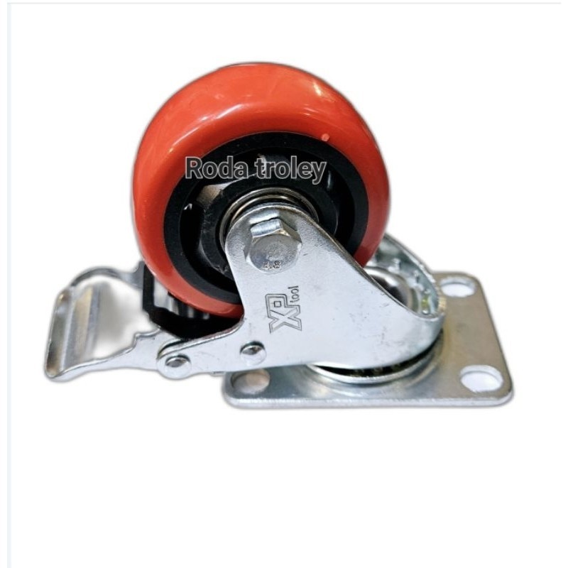 Jual Roda Castor Karet Plus Rem 3 Inch Caster Wheel Swivel Rak Steling ...
