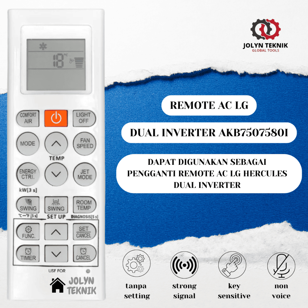 Jual REMOTE AC LG HERCULES NEW INVERTER AKB75075801 LG60429 NO DUS ...