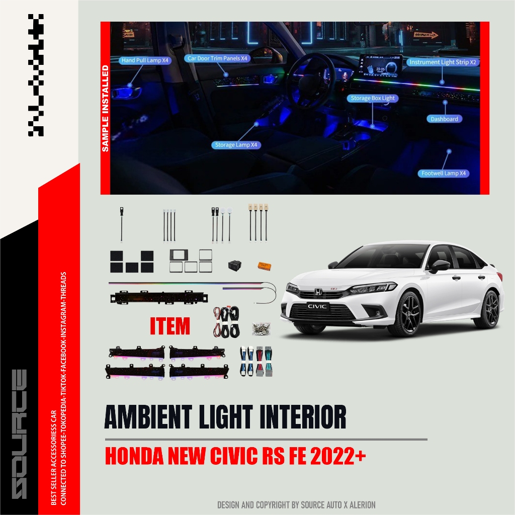 Jual AMBIANCE LIGHT INSTRUMENTS INTERIOR FOR HONDA CIVIC GEN 11TH ...