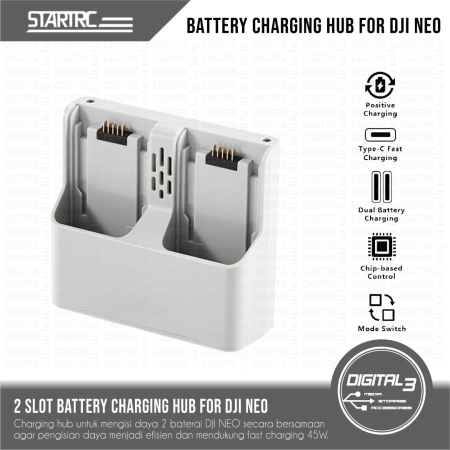 Jual STARTRC 2 in 1 Battery Charging Hub for DJI NEO 1 Drone 45W Fast ...