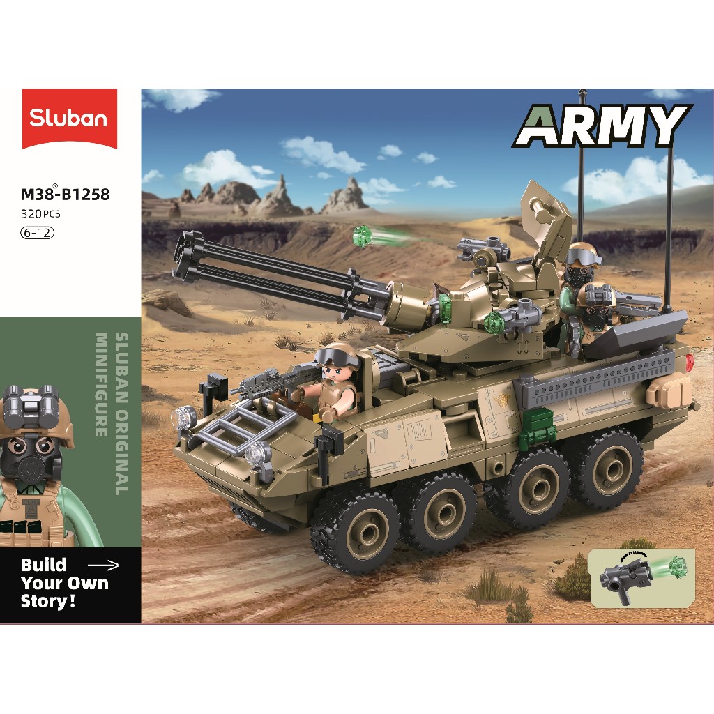 Jual Sluban Bricks ARMY-OEF-Stryker ADS Tank M38-B1258 | Shopee Indonesia