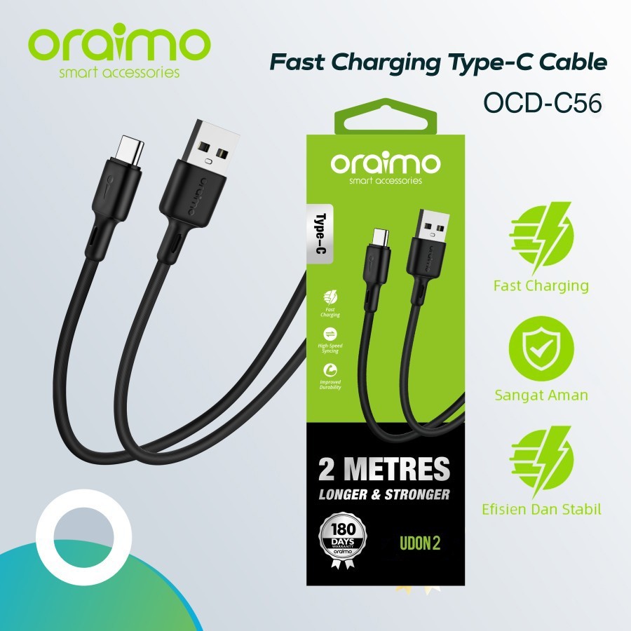 Jual Oraimo Kabel Data 2 Meter Type-C USB Cable Fast Charging OCD ...