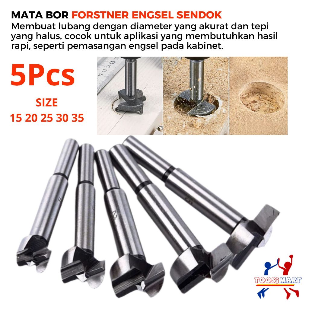 Jual Set Mata Bor Forstner Bit Kayu Engsel Sendok Kabinet 5 pcs Presisi ...