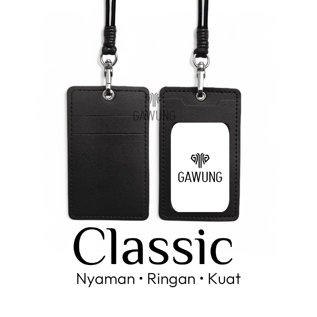 Jual ID Card Holder Lanyard Kulit Aws Kalung Name Tag Kantoran CHAWSS ...