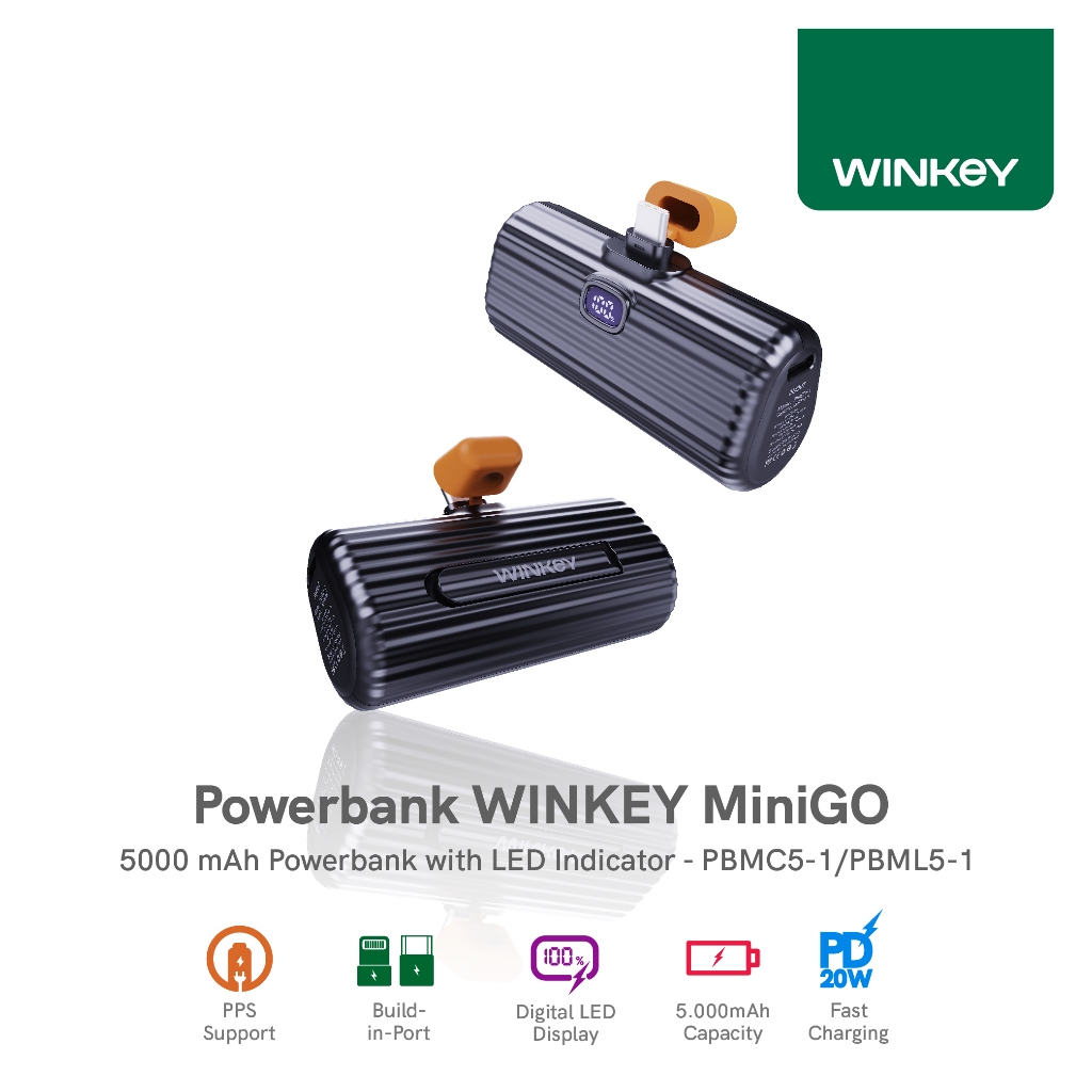 Jual WINKEY Power Bank MiniGO 5000mAh Portable Power with Stand PD 20W ...