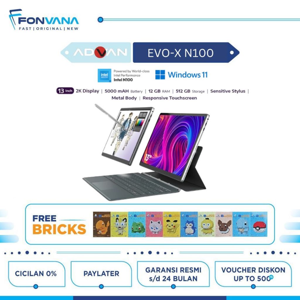 Jual Advan Laptop 2 in 1 Evo-X 13 Intel N100 12GB/512GB 2K IPS Windows ...