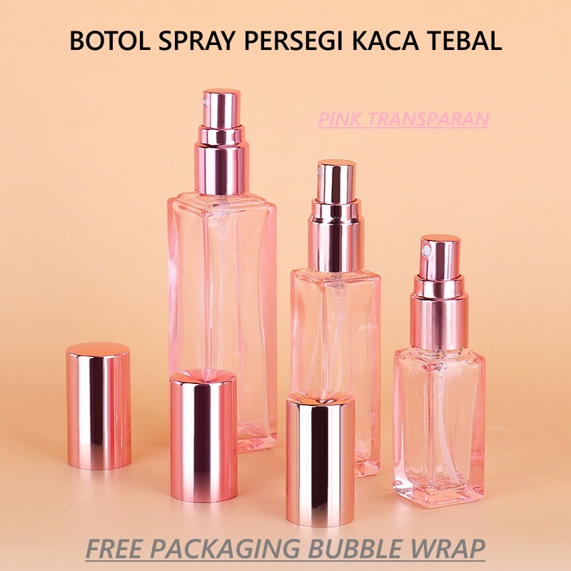 Jual Botol Spray Kotak Persegi Kaca Tebal PINK TRANSPARAN Parfum Isi ...