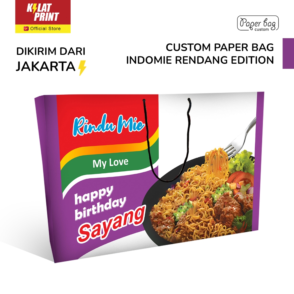 Jual Paper Bag Custom Kado Ulang Tahun Paperbag Ala Indomie Rendang ...