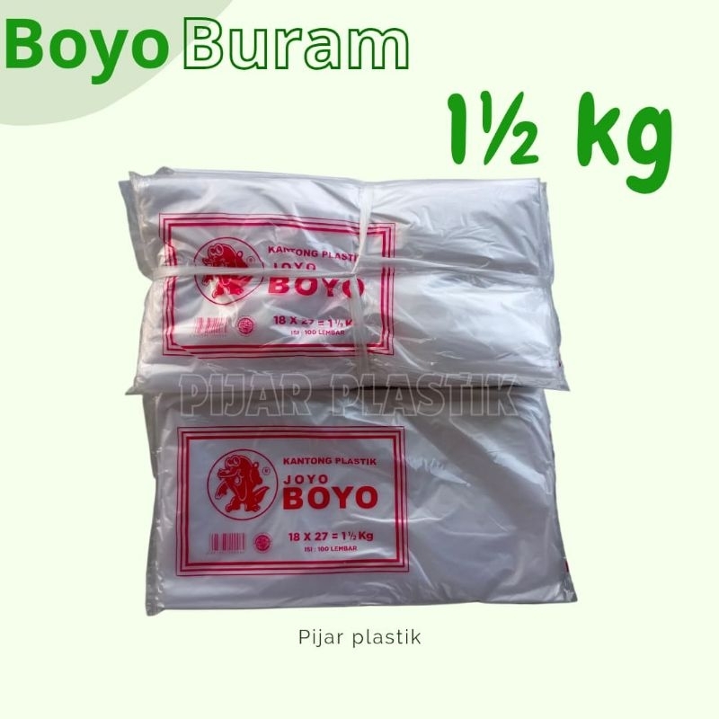 Jual Plastik Boyo HD 1.5 kg Buram 0,1 Ukuran 18 x 27 Isi 100 Lembar ...