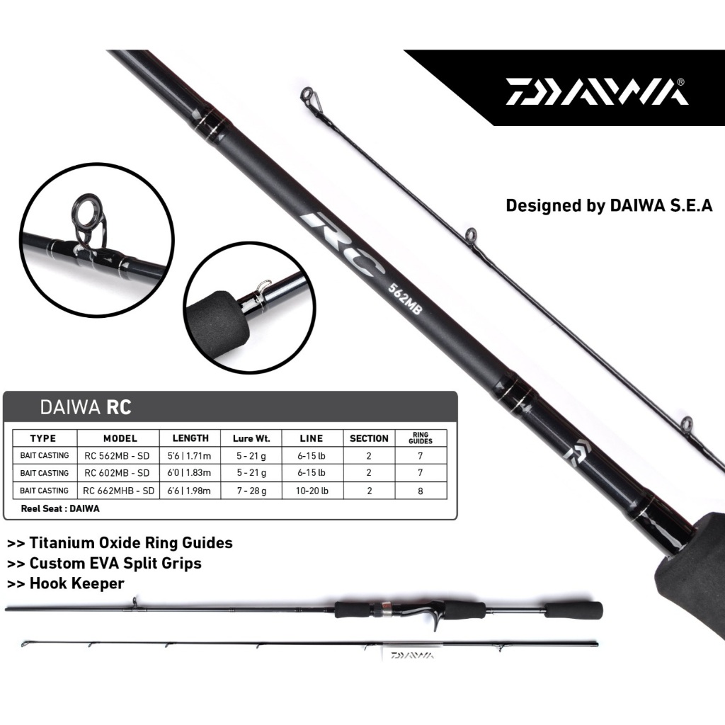 Jual Joran Daiwa RC 562MB | 602MB | 662MHB | Baitcasting | Titanium Oxide Ring Guide | Casting ...